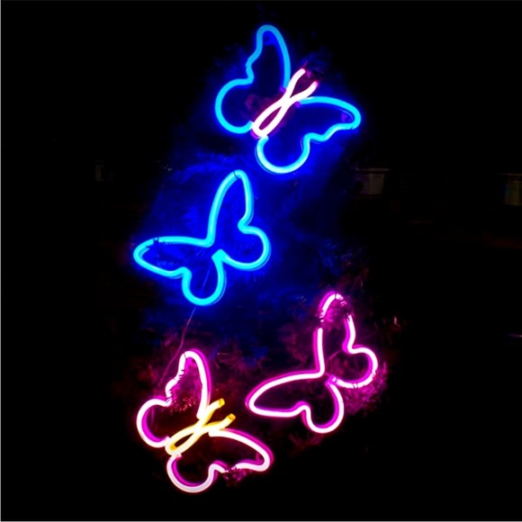 Urban Outfitters | Accents | Neon Pinkblue Butterfly Cute Led Light ...